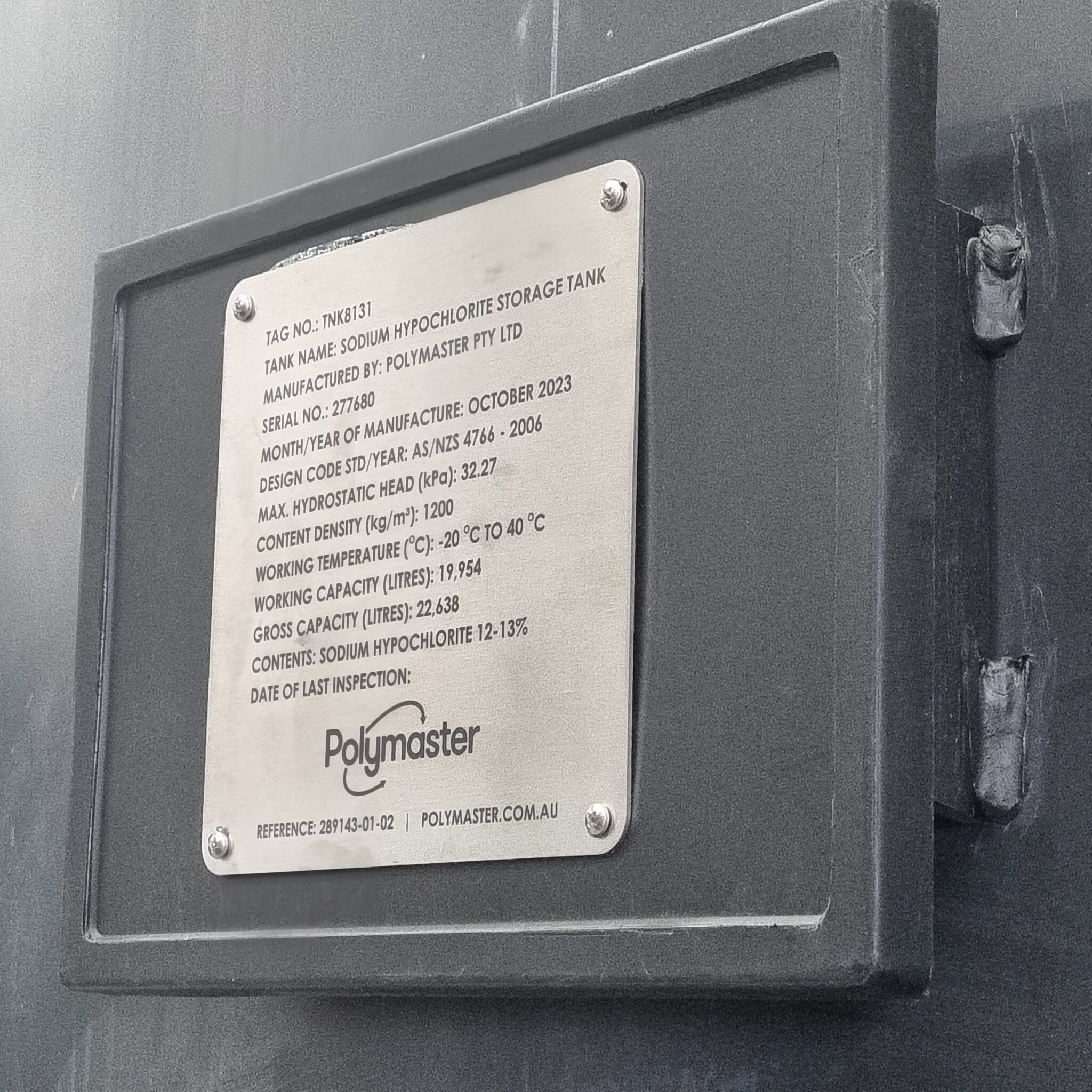 2000 Litre Chemical Storage Tank - Polymaster