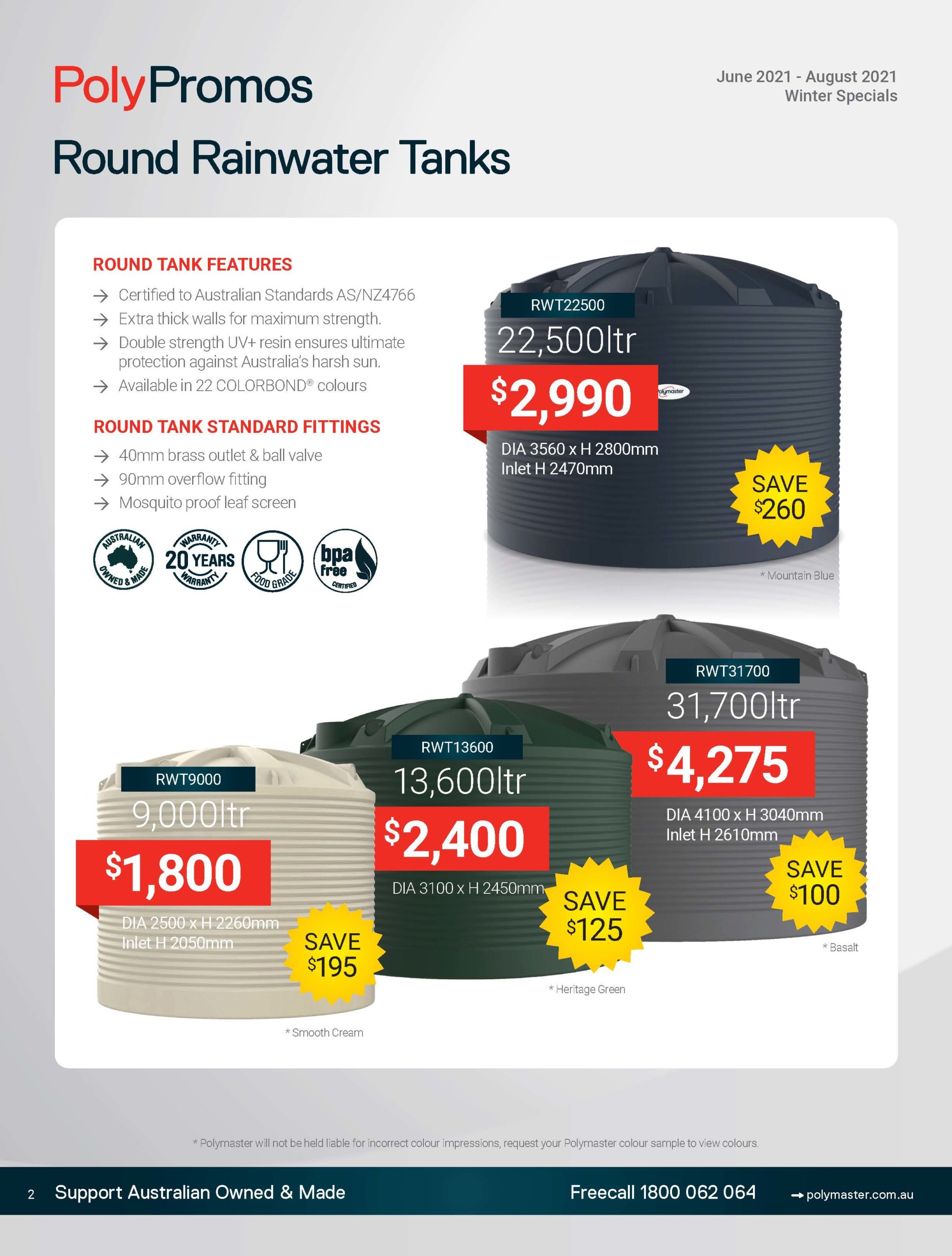 Polymaster Water Tank Specials | PolyPromos | Polymaster
